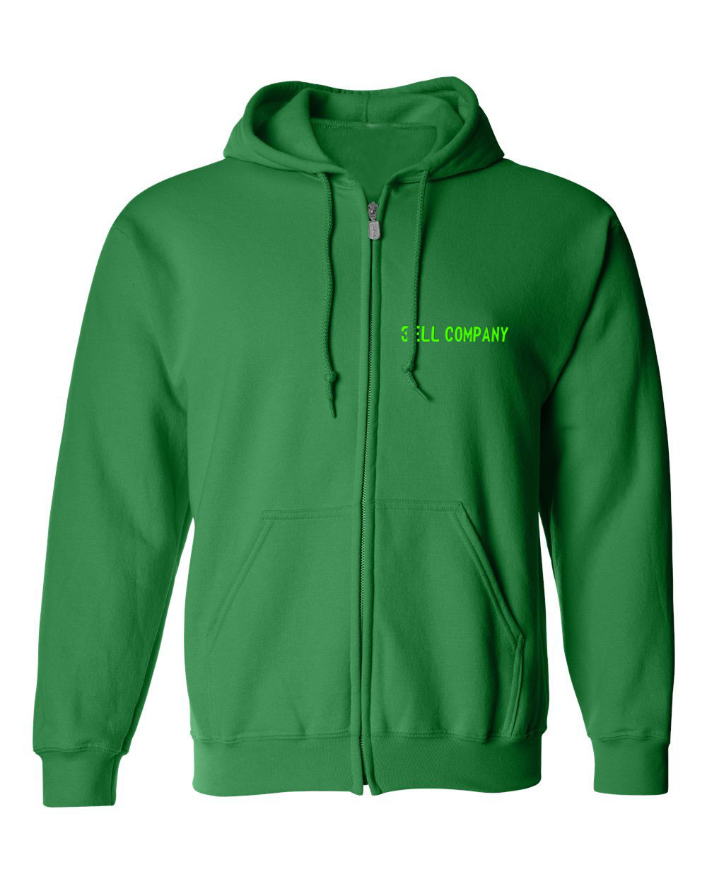 Custom Zipper Green Hoodie with 3D Printing