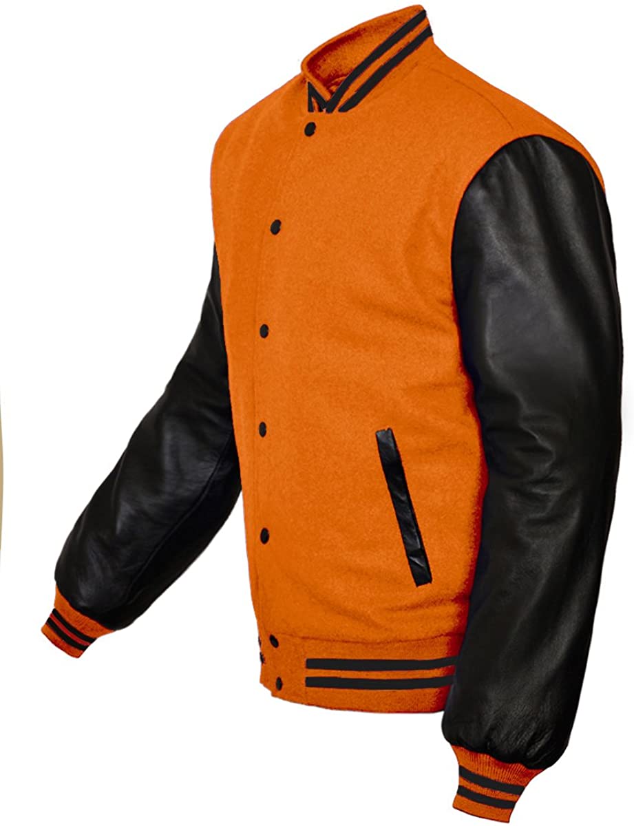 Latest Fashion Orange Color Blank Custom Letterman Baseball Varsity ...