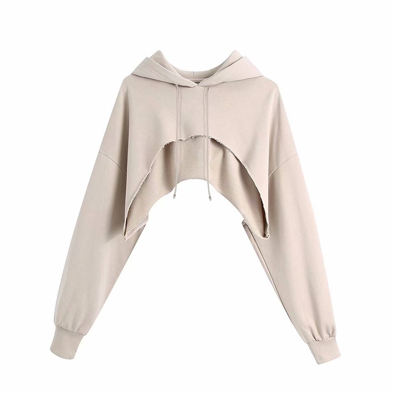 Women's Crop Hoodies Long Sleeve Drawstring Short Style Fashion hoodies ...